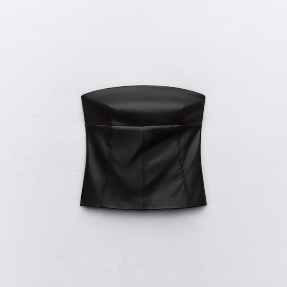 Zara | Tops | Zara Strapless Faux Leather Tube Top | Poshmark